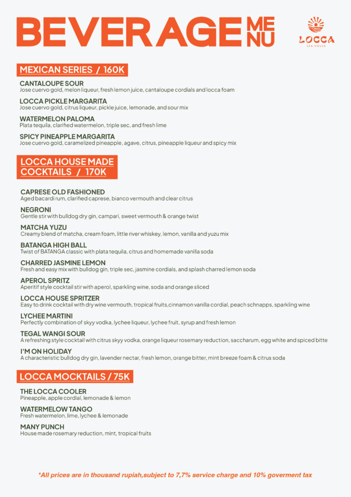 Digital Menu - Locca Sea House