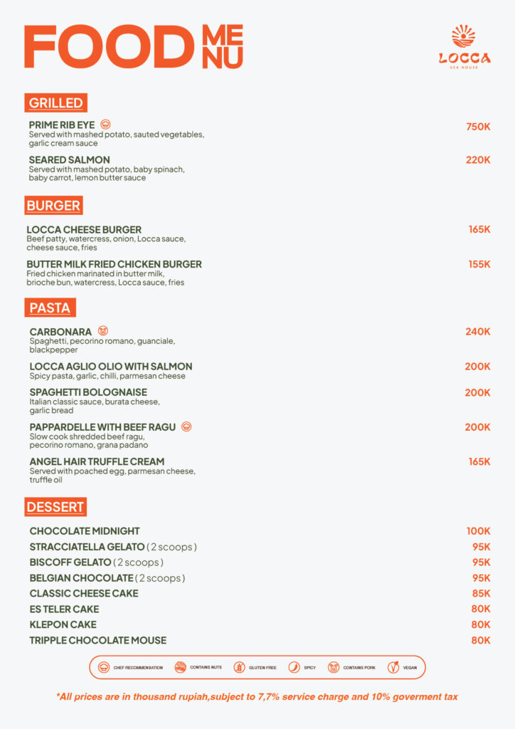 Digital Menu - Locca Sea House